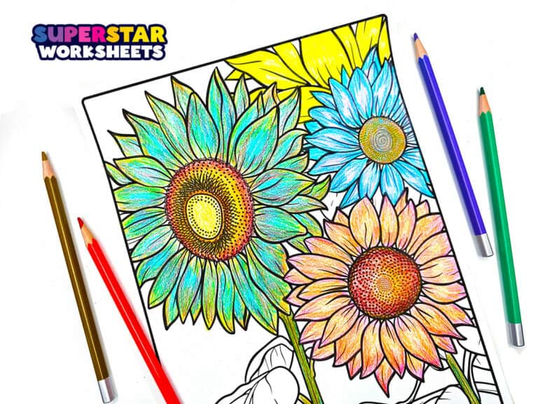 Sunflower Coloring Pages (Free Printables) - Superstar Worksheets
