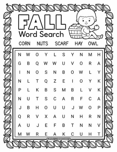 Fall Word Search Puzzles - Superstar Worksheets