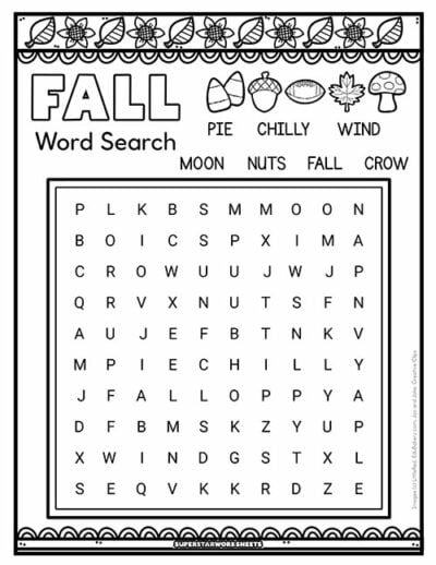 Fall Word Search Puzzles - Superstar Worksheets