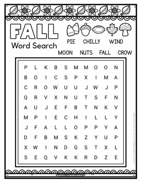 Fall Word Search Puzzles - Superstar Worksheets