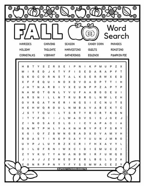 Fall Word Search Puzzles - Superstar Worksheets