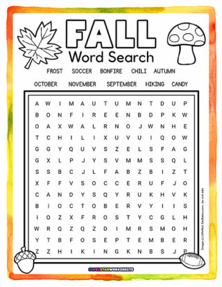 Fall Word Search Puzzles - Superstar Worksheets