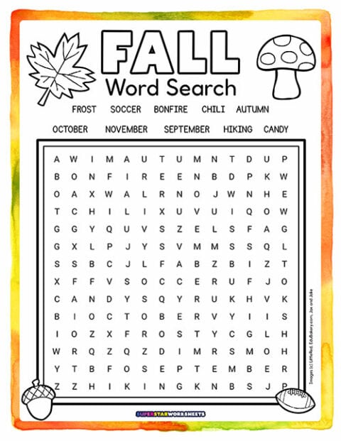 Fall Word Search Puzzles - Superstar Worksheets