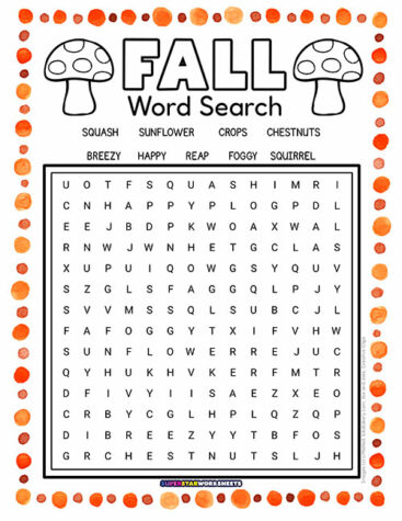 Fall Word Search Puzzles - Superstar Worksheets