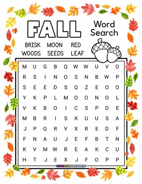 Fall Word Search Puzzles - Superstar Worksheets