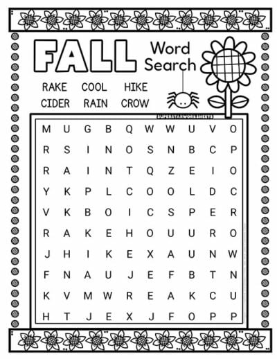 Fall Word Search Puzzles - Superstar Worksheets