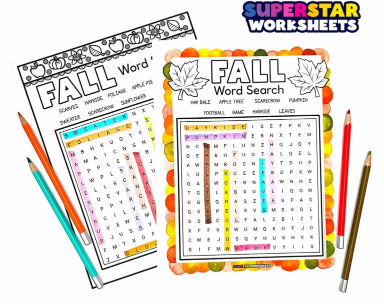 Fall Word Search Puzzles - Superstar Worksheets