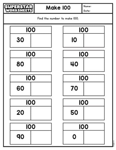 Make 100 Worksheets - Superstar Worksheets