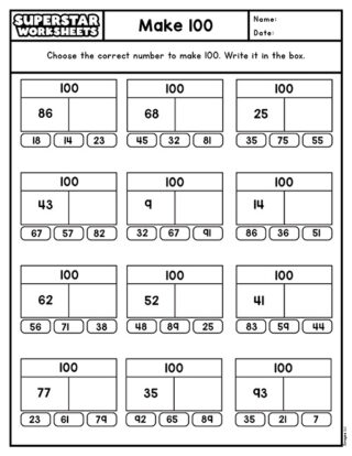 Make 100 Worksheets - Superstar Worksheets