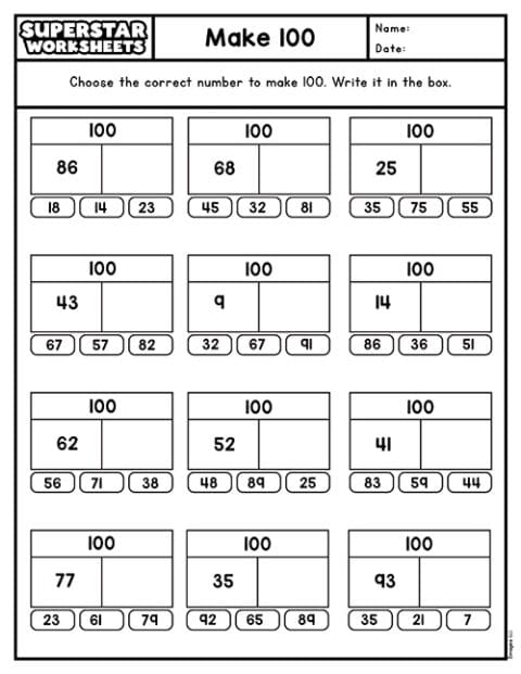 Make 100 Worksheets - Superstar Worksheets