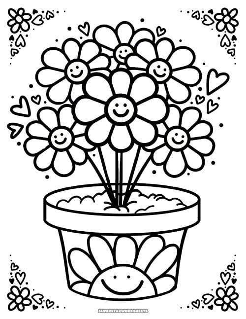coloring pages of flower pots