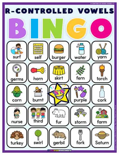 R Controlled Vowels - Superstar Worksheets