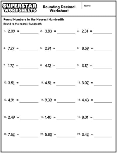 Rounding Decimal Worksheets - Superstar Worksheets