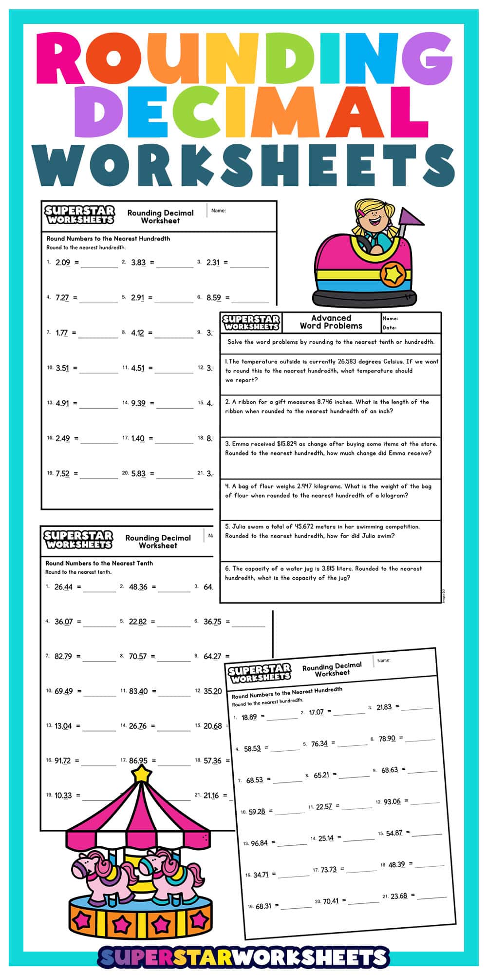 Rounding Decimal Worksheets - Superstar Worksheets