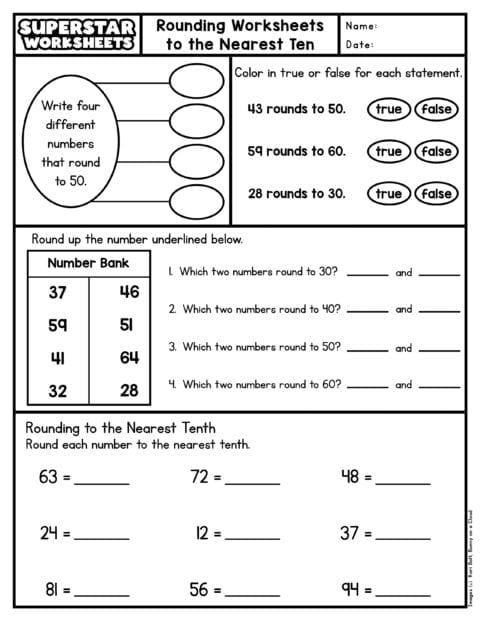 Rounding Worksheets - Superstar Worksheets