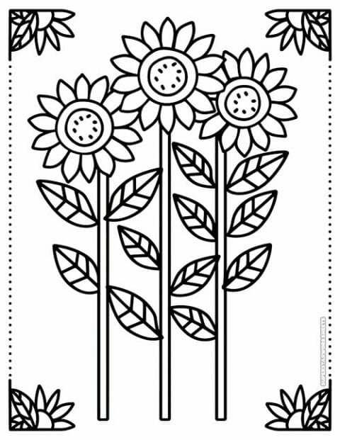 Sunflower Coloring Pages (Free Printables) - Superstar Worksheets