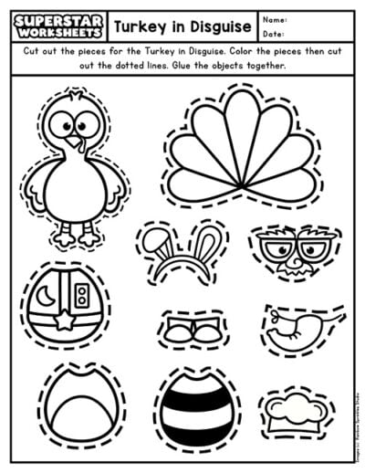 Turkey Disguise Project - Superstar Worksheets