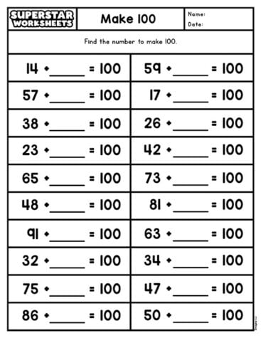 Make 100 Worksheets - Superstar Worksheets