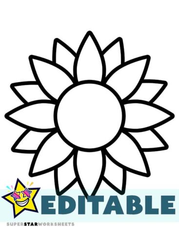 Sunflower Template (Free Printables) - Superstar Worksheets