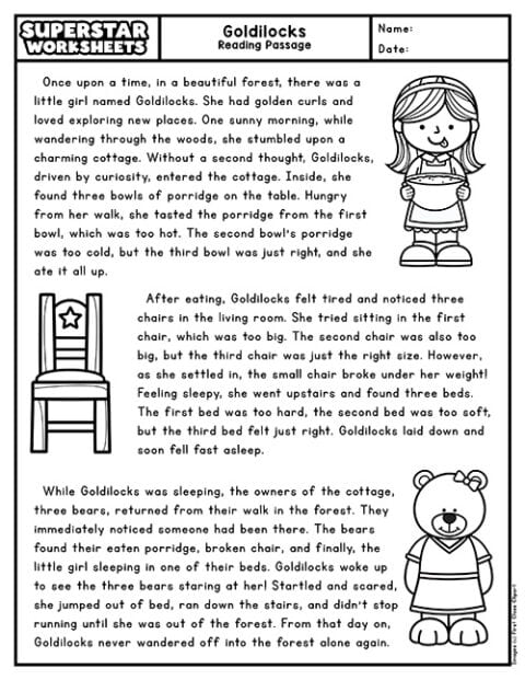 Third Grade Reading Comprehension - Superstar Worksheets