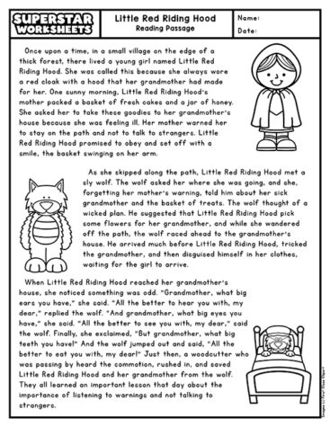 Third Grade Reading Comprehension - Superstar Worksheets