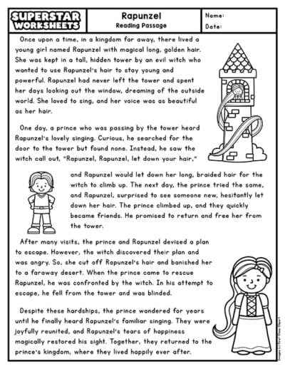 Third Grade Reading Comprehension - Superstar Worksheets