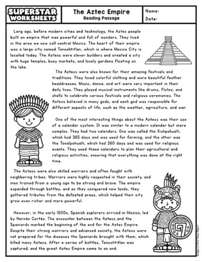 Fourth Grade Reading Comprehension - Superstar Worksheets