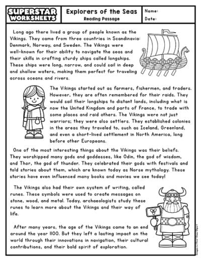 Fourth Grade Reading Comprehension - Superstar Worksheets