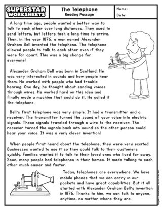 Fourth Grade Reading Comprehension - Superstar Worksheets