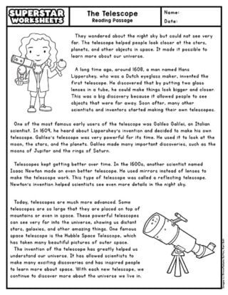 Fourth Grade Reading Comprehension - Superstar Worksheets