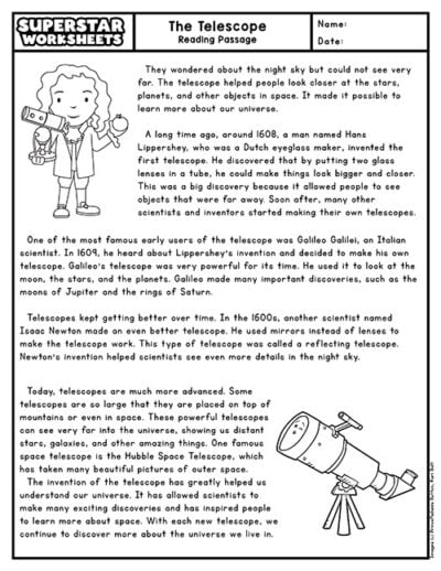 Fourth Grade Reading Comprehension - Superstar Worksheets