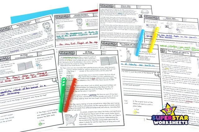 Fifth Grade Reading Comprehension - Superstar Worksheets