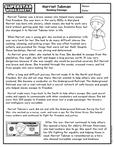 Fifth Grade Reading Comprehension - Superstar Worksheets