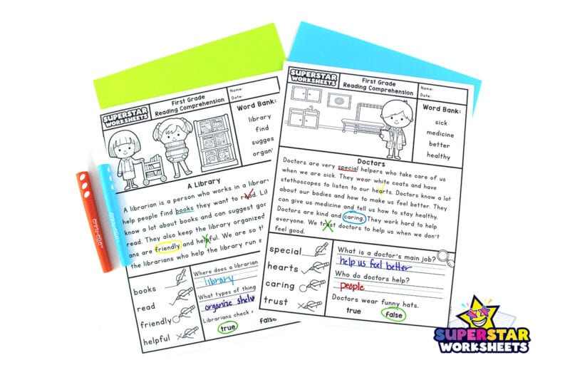 First Grade Reading Comprehension - Superstar Worksheets