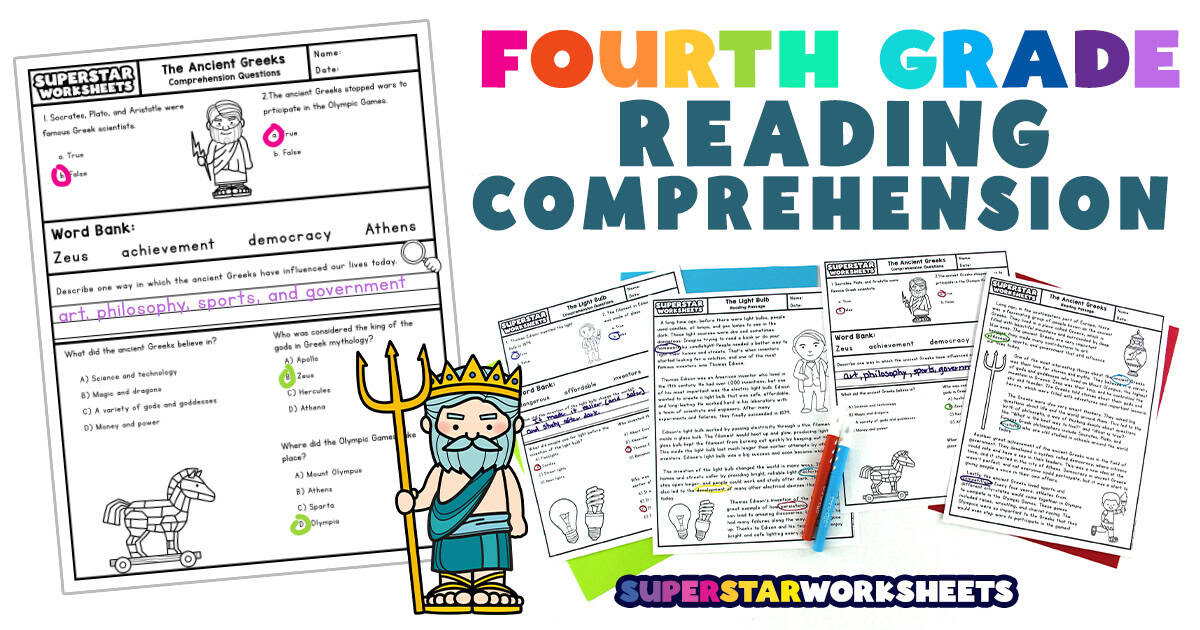 Fourth Grade Reading Comprehension - Superstar Worksheets