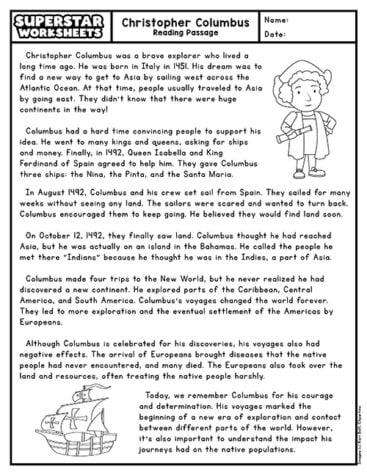 Fifth Grade Reading Comprehension - Superstar Worksheets