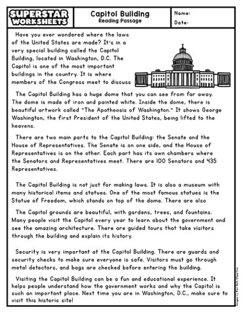 Fifth Grade Reading Comprehension - Superstar Worksheets