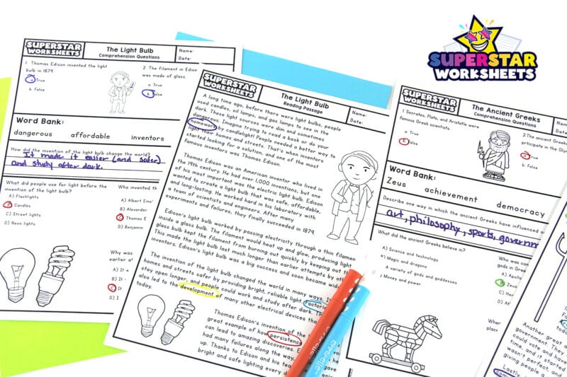 Fourth Grade Reading Comprehension - Superstar Worksheets