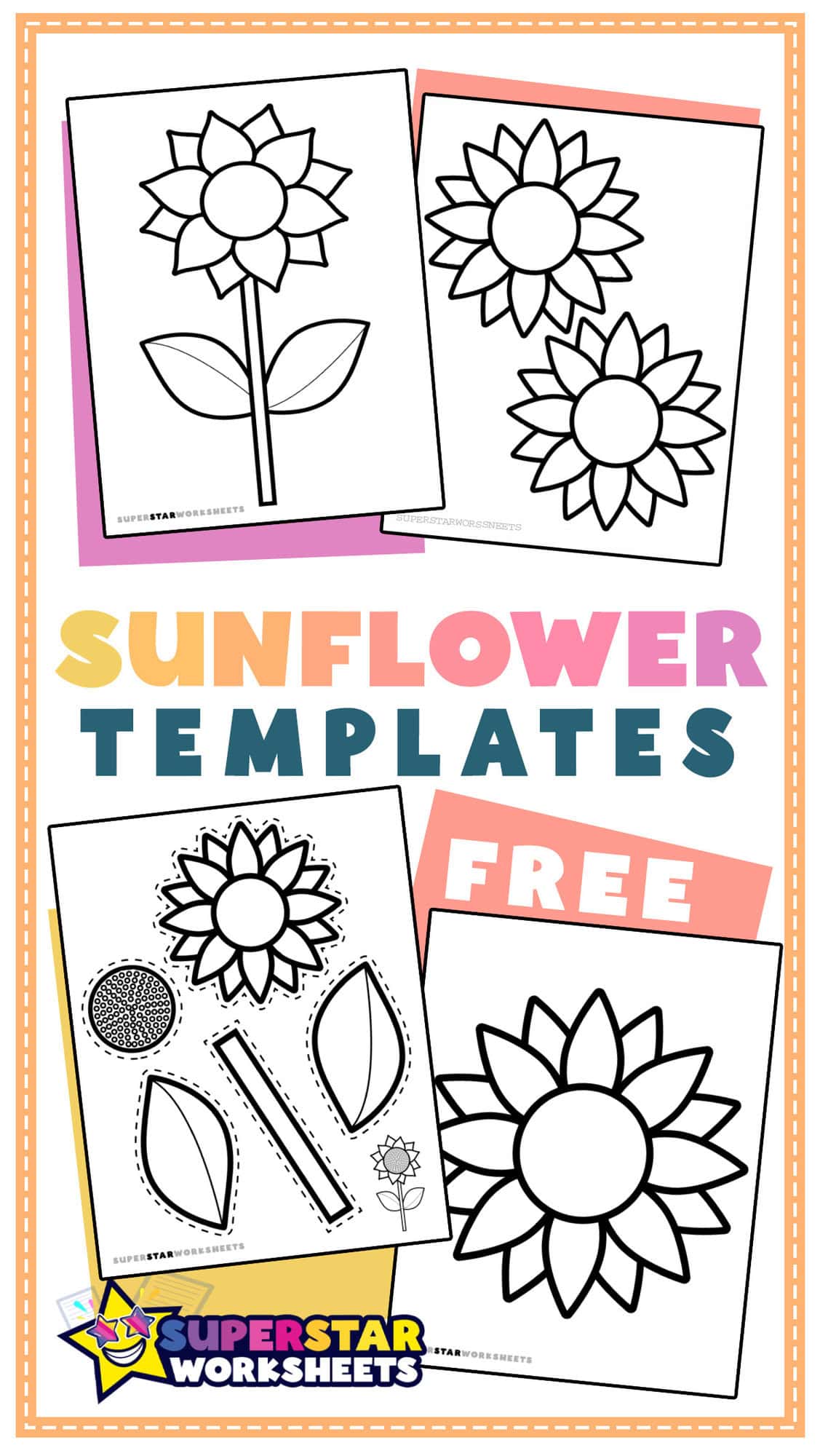 Sunflower Template (Free Printables) - Superstar Worksheets