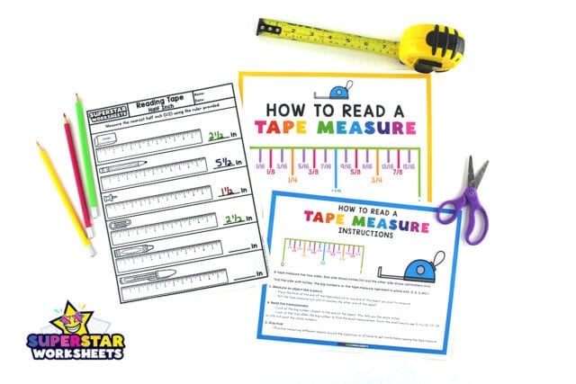 Reading a Tape Measure Worksheet - Superstar Worksheets