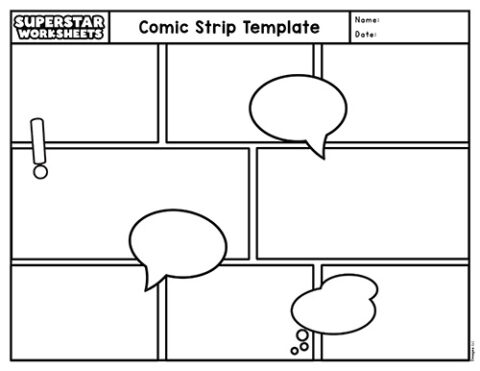 Comic Strip Template (Free Printables) - Superstar Worksheets