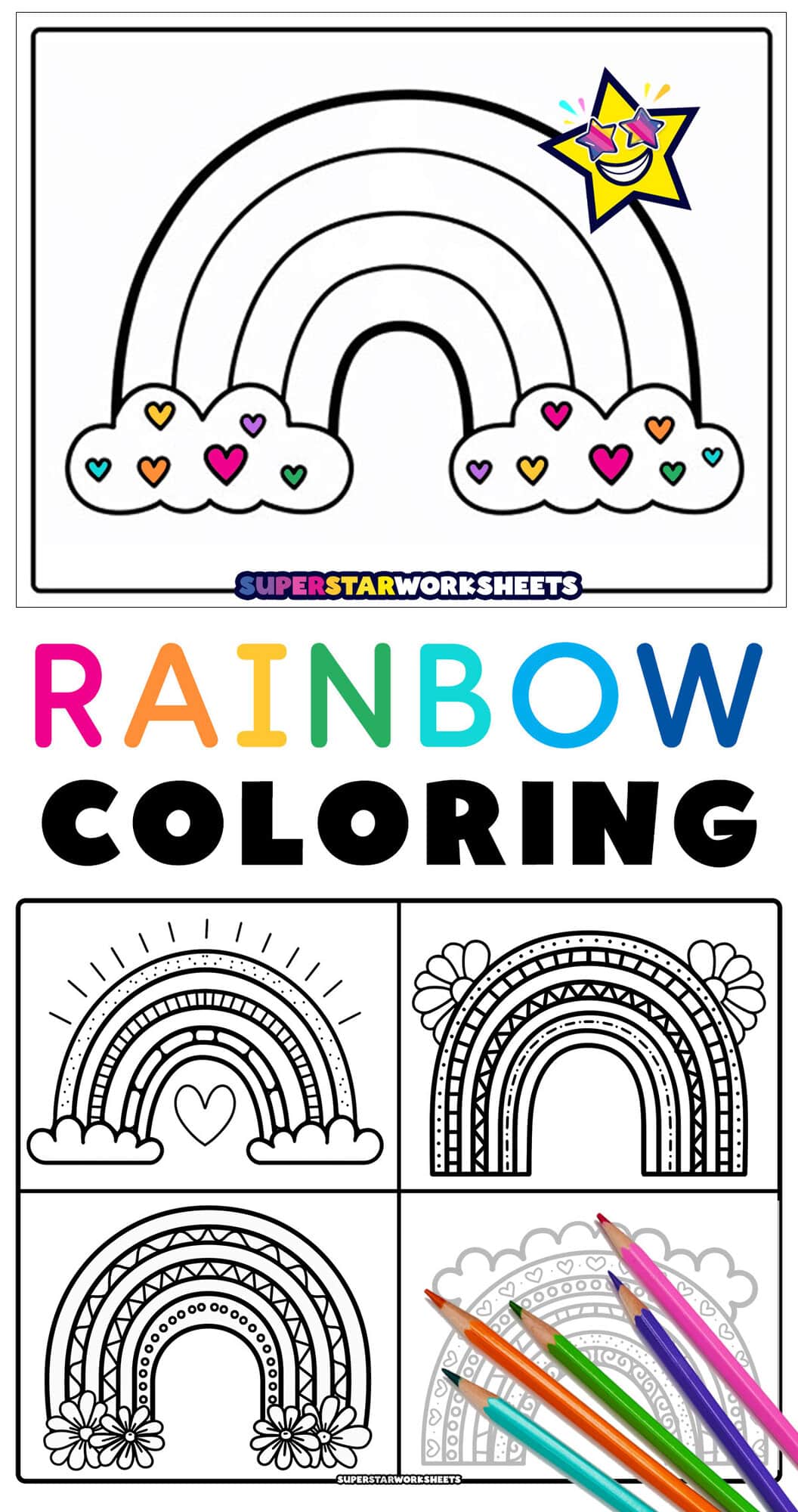 Rainbow Coloring Pages (Free Printables) - Superstar Worksheets