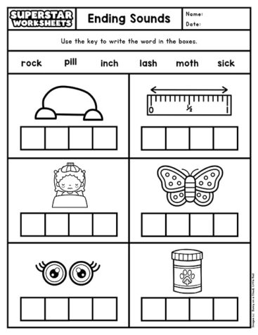 Ending Sounds Worksheets - Superstar Worksheets