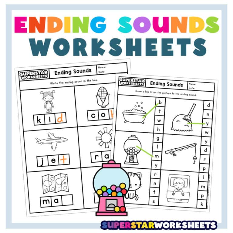Ending Sounds Worksheets - Superstar Worksheets