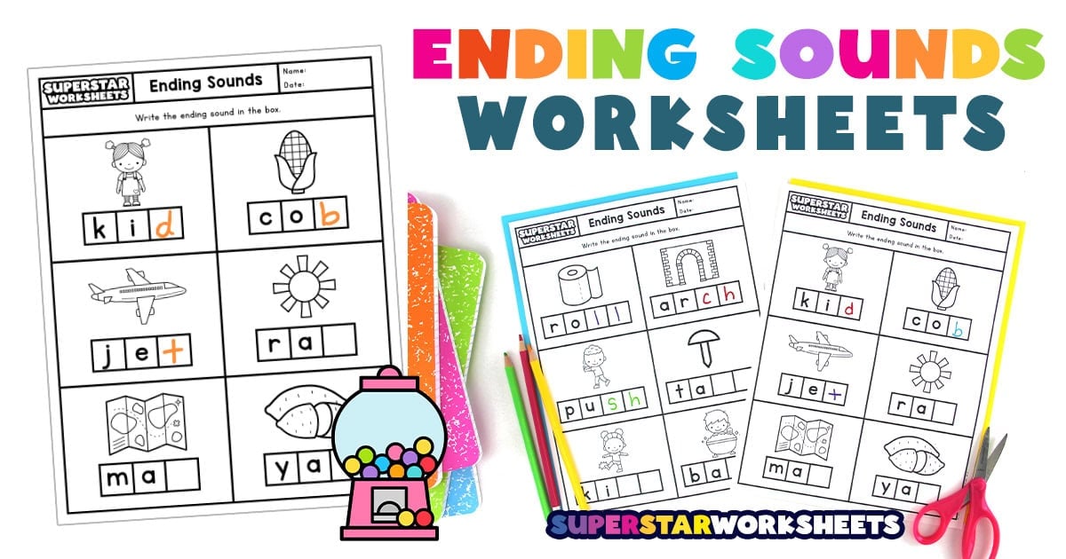 Ending Sounds Worksheets - Superstar Worksheets
