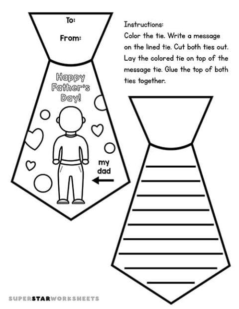 Tie Template (Free Printables) - Superstar Worksheets