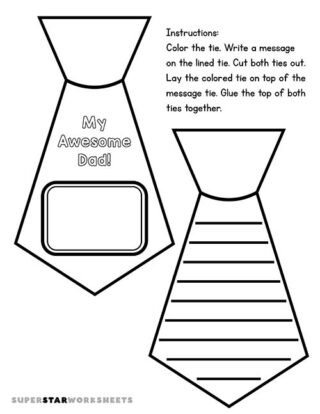 Tie Template (Free Printables) - Superstar Worksheets