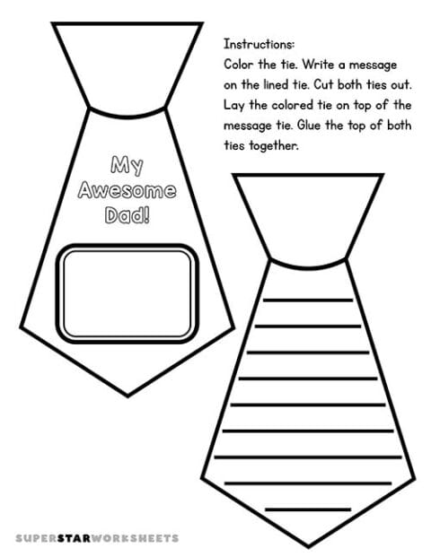 Tie Template (Free Printables) - Superstar Worksheets