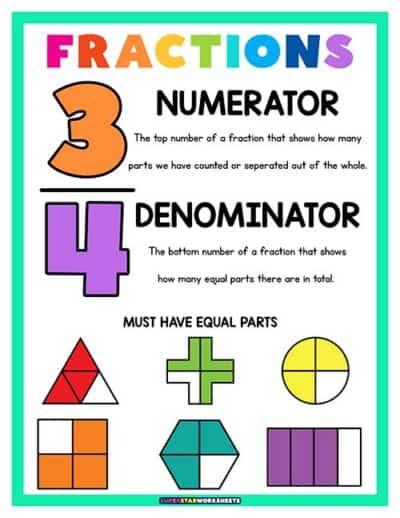 Fractions Chart - Superstar Worksheets