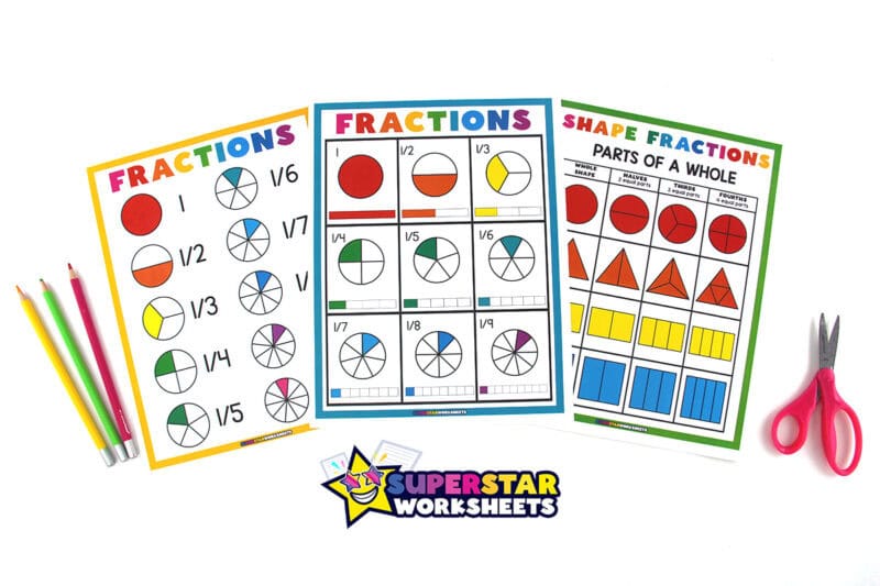 Fractions Chart (Free Printables) - Superstar Worksheets
